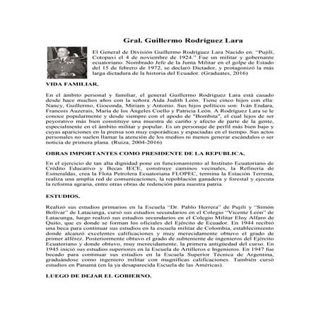 Gral. Guillermo Rodríguez Lara | PDF
