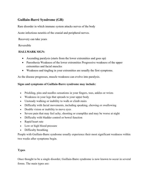 Guillain Barre syndrome (GBS) slide share | PPTX