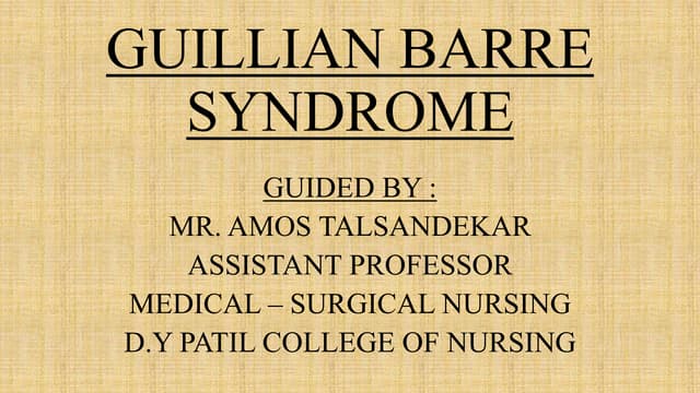 Guillain-Barré Syndrome Physiotherapy Assessment and Management | PDF