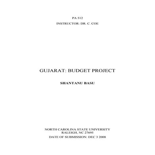 Gujarat budget analysis project | PDF | Business Accounting & Finance ...