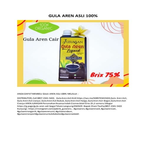 Gula aren asli 100 | DOCX
