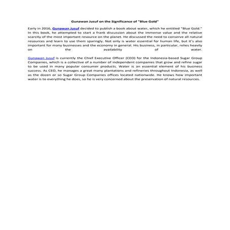 Gunawan Jusuf on the Significance of "Blue Gold" | PDF | Business ...