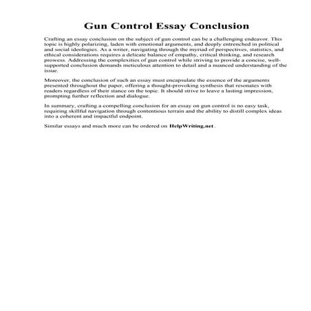Gun Control Essay Conclusion | PDF