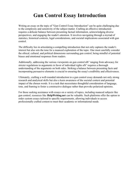 Essay Against Gun Control. Colby College | PDF