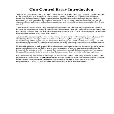 Gun Control Essay Introduction | PDF