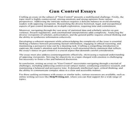 Gun Control Essays. Gun control problems and solutions essays. Gun ...