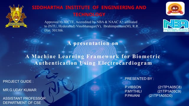 A Machine Learning Framework For Biometric Authentication Using 9904