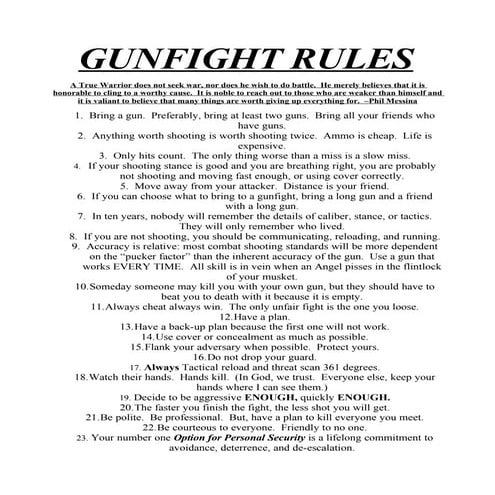 Gunfight Rules | DOC