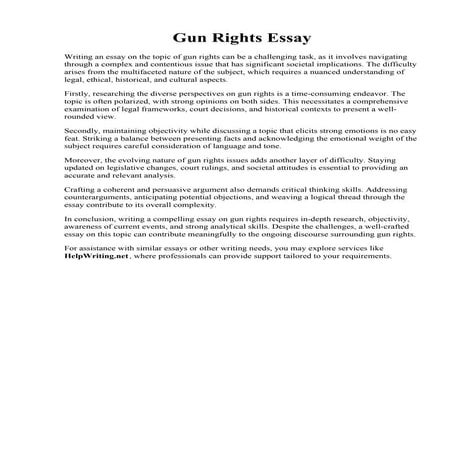 Gun Rights Essay. Gun Control and Violence - Free Essay Example ...