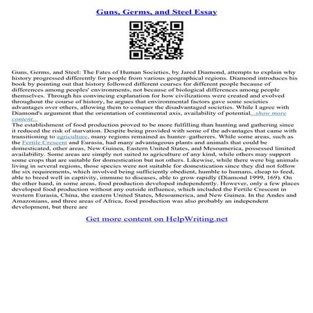 Guns Germs And Steel Essay | PDF
