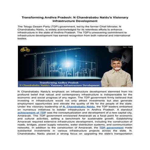 Transforming Andhra Pradesh: N Chandrababu Naidu's Visionary Infrastructure Development | PDF