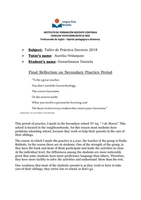 Self report video class 2 - secondary level | PDF