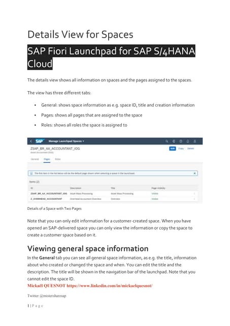 GU_SAP S4 HANA CLOUD_How to Create and Assign Spaces and Pages.docx