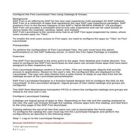 GU_SAP S4 HANA_CONFIGURE THE FIORI LAUNCHPAD TILES USING CATALOGS ...