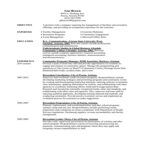 Gus brown resume 2017 | PDF