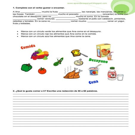 Gustar + alimentos | PDF