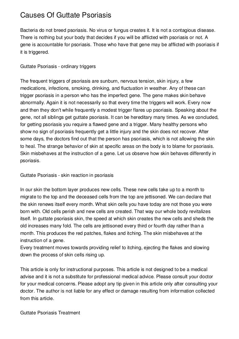 Causes Of Guttate Psoriasis