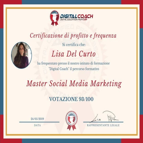 H. dubrovina certificazione di profitto e frequenza master social media ...