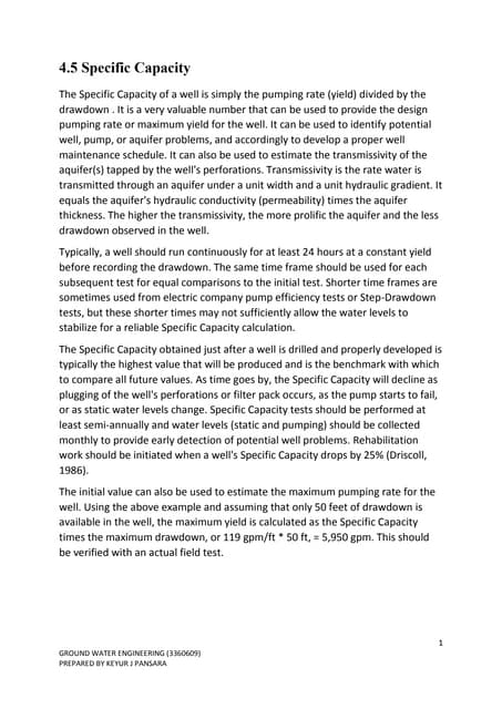 Slug Test Procedures | DOC | Geology | Science