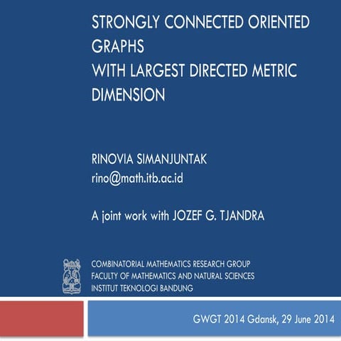 Directed metric dimension of oriented graphs | PPTX