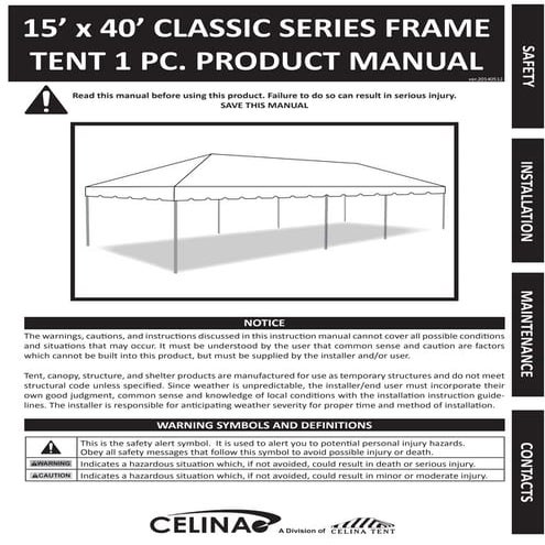 15 x 40 Frame Tent Installation Instructions | PDF