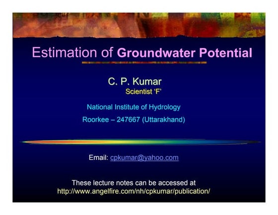 Gw02 role of dwlr data in groundwater resource estimation | PDF | Water ...