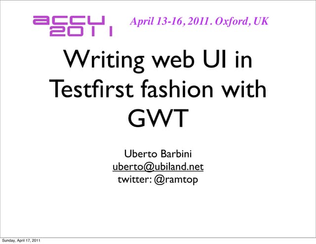 Develop Gwt application in TDD | PDF Develop Gwt application in TDD | PDF