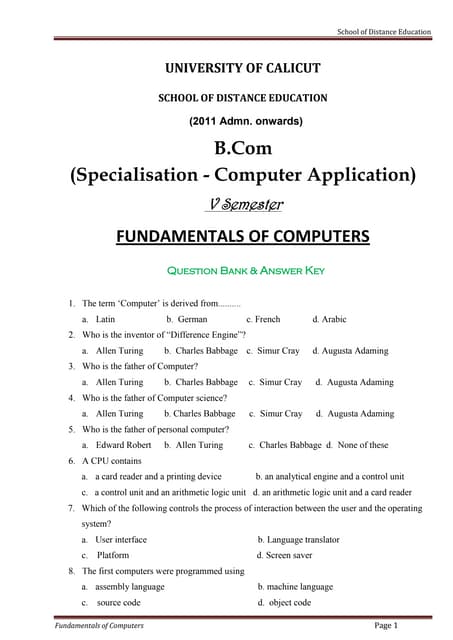 Computers basic mcq questions 3 | PDF