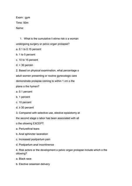 MCQs in male reproductive pathology ss1 | PPT
