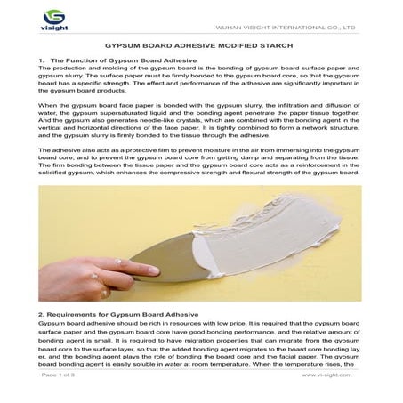Gypsum board adhesive modified starch | PDF