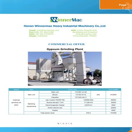 Gypsum grinding plant | PDF