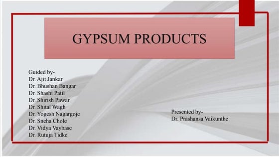 Chapter 16: Gypsum | PPTX | Dental Health | Diseases and Conditions