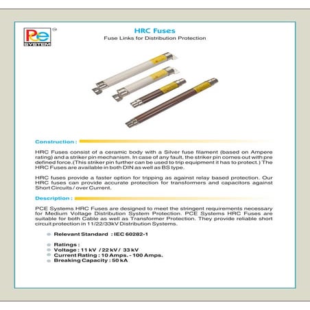 PCE System HT HRC Fuses | PDF