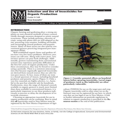 Selection and Use of Insecticides for Organic Production - New Mexico ...