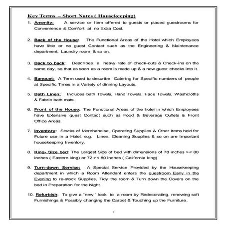 Housekeeping Key Terms | DOCX