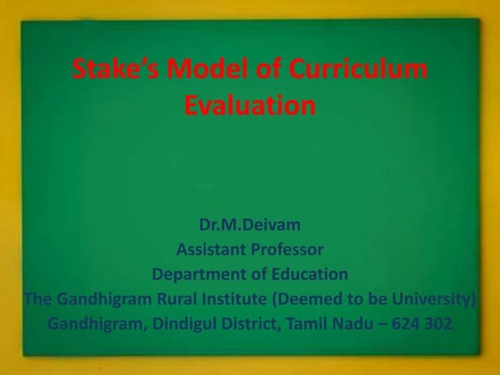 Tyler's model of curriculum evaluation | PPT