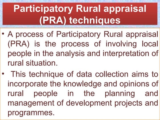 Presentation on PRA & PLA Process | PPT
