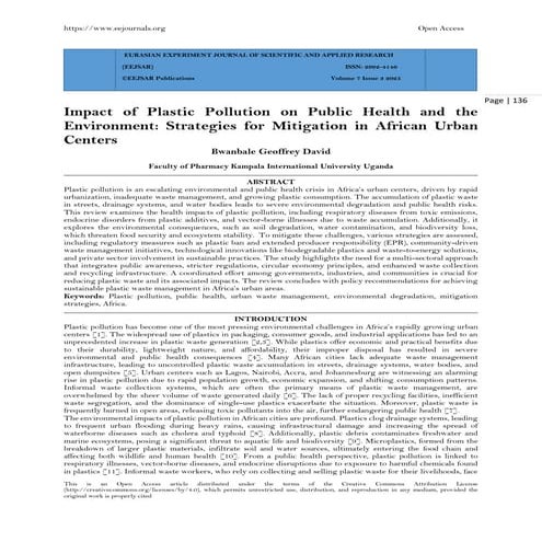 Impact of Plastic Pollution on Public Health and the Environment ...
