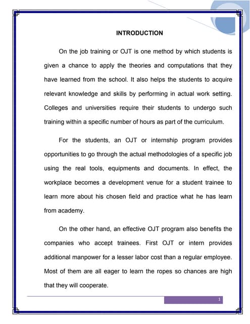 OJT REPORT (PDF FORMAT) | PDF