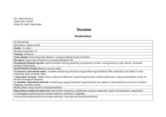 Digitális óravázlat angol órára | DOCX