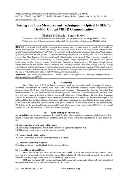 Optical time domain reflectometry | PPT | Cameras and Camcorders ...