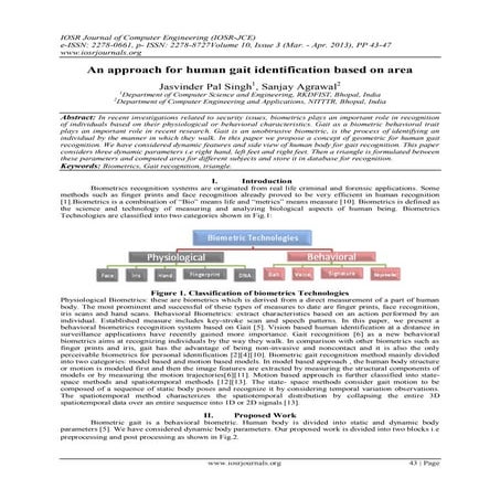 An approach for human gait identification based on area | PDF