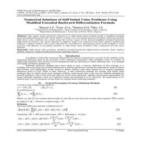 Numerical Solutions Of Stiff Initial Value Problems Using Modified Extended Backward