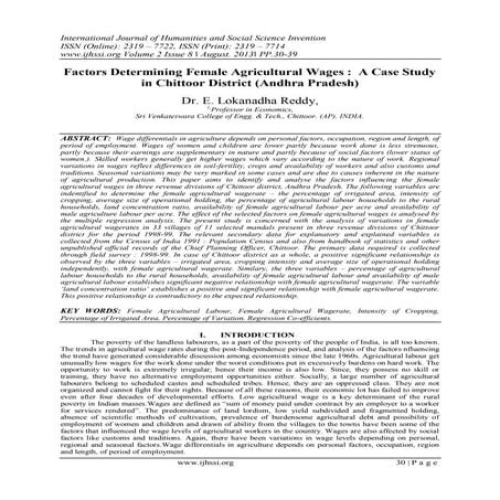 Male out-migration and women's work and empowerment in Agriculture: the ...