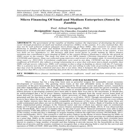 Micro Financing Of Small and Medium Enterprises (Smes) In Zambia | PDF