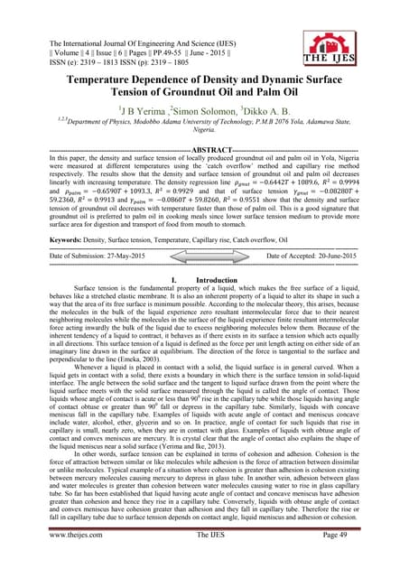To determine the surface tension of given liquid using Stalagmometer. | PPTX