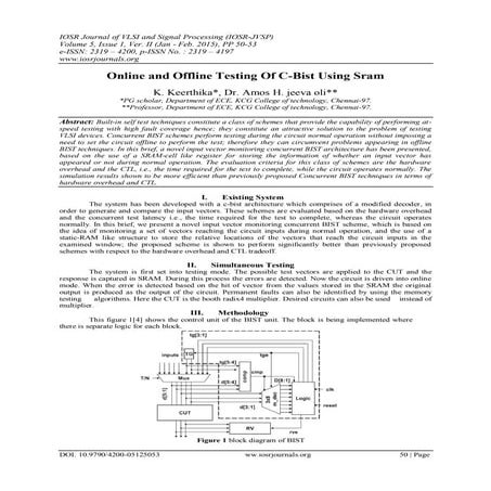 Online And Offline Testing Of C Bist Using Sram Pdf 
