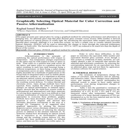 Graphically Selecting Optical Material for Color Correction and Passive ...