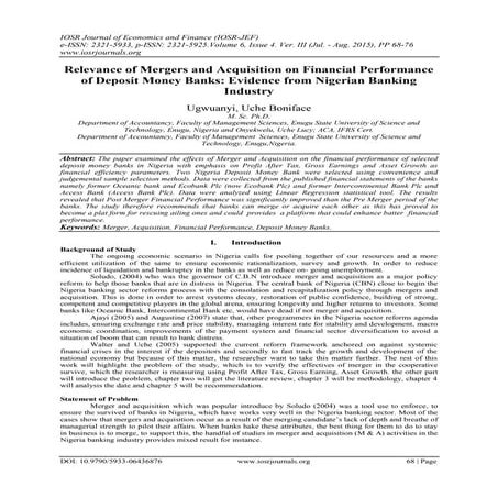 Relevance of Mergers and Acquisition on Financial Performance of ...