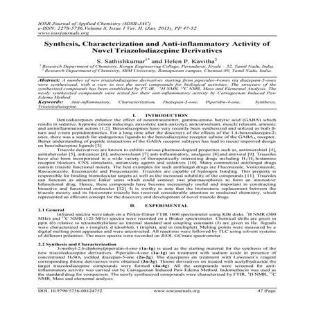 Synthesis, Characterization and Anti-inflammatory Activity of Novel Triazolodiazepine ...